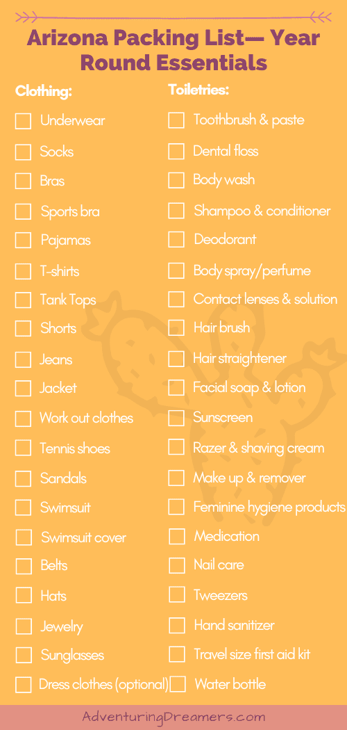 Arizona Packing List Essentials For Every Time of Year - Adventuring ...